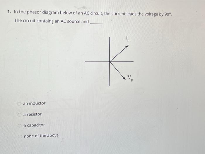 Solved 1. In the phasor diagram below of an AC circuit, the | Chegg.com