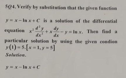 Solved 5Q4. Verify by substitution that the given function | Chegg.com