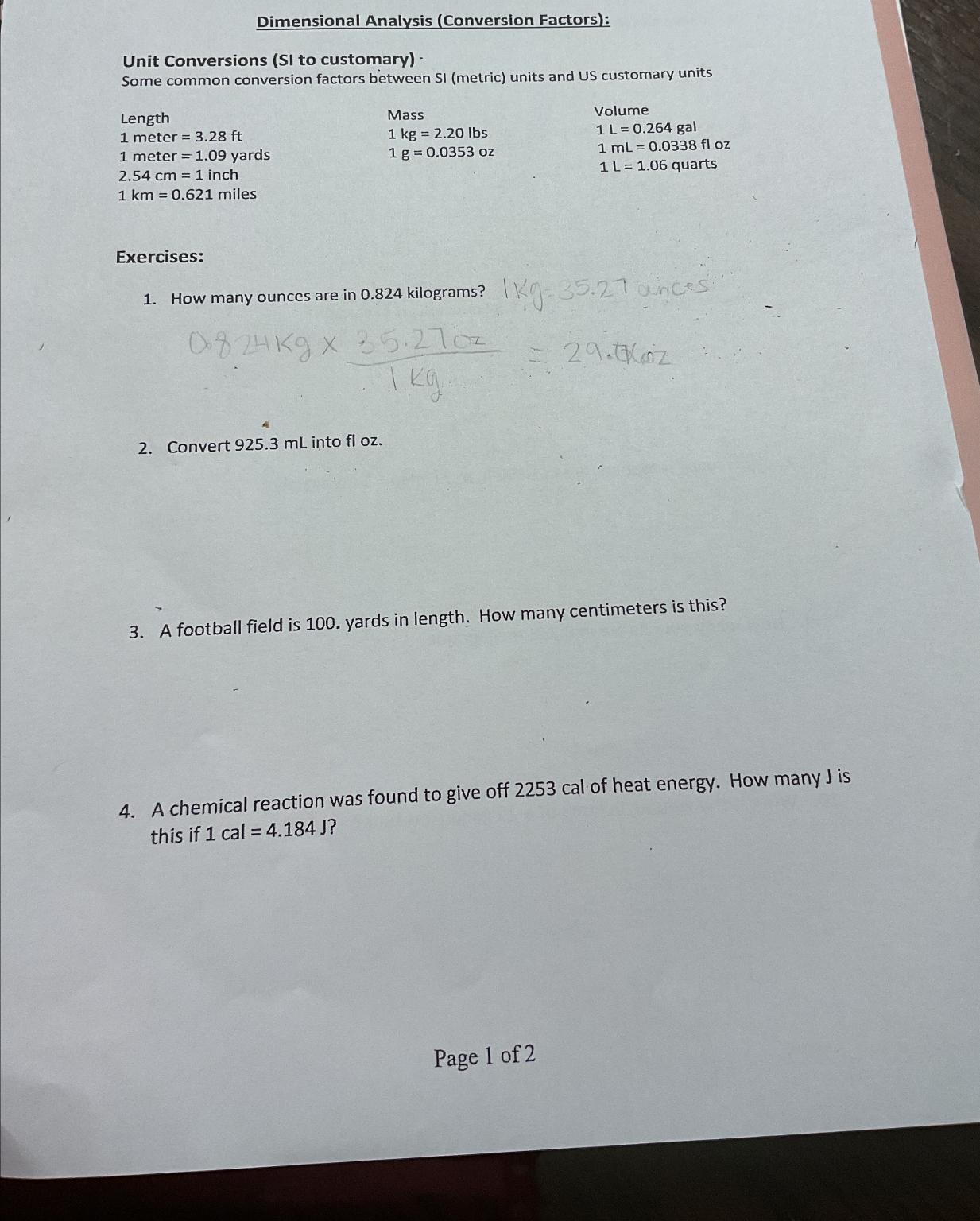 Solved Dimensional Analysis (Conversion Factors):Unit | Chegg.com