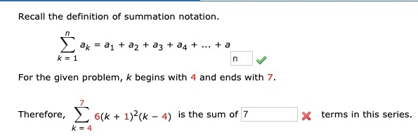 Solved Recall the definition of summation notation. ak = a1 | Chegg.com