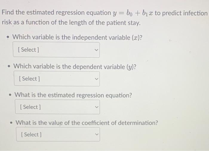 Solved Find the estimated regression equation y=b0+b1x to | Chegg.com