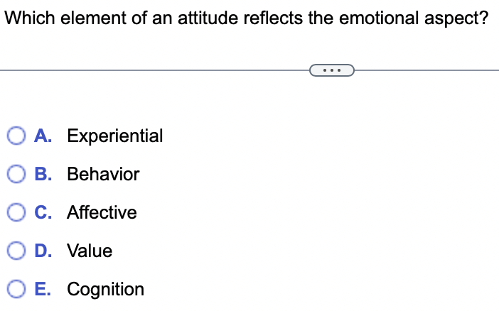 Solved Which element of an attitude reflects the emotional | Chegg.com