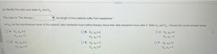 Solved (a) Sdentify the claim and stale Hc and Ha ? The clam | Chegg.com