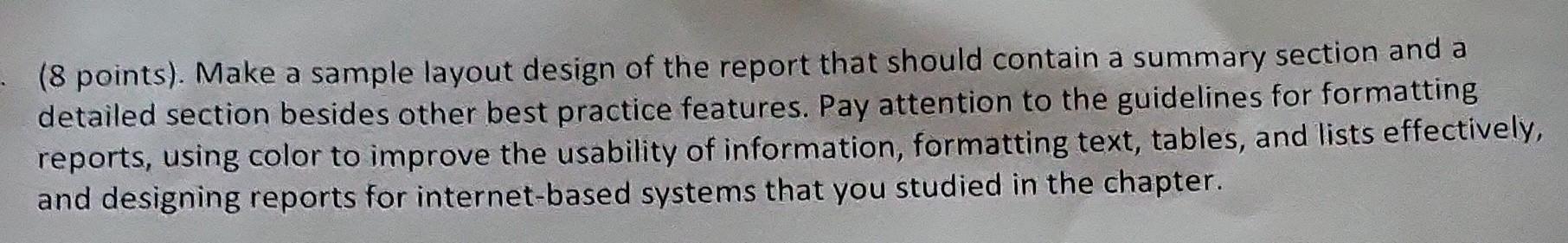 This quiz is about what goes into designing | Chegg.com