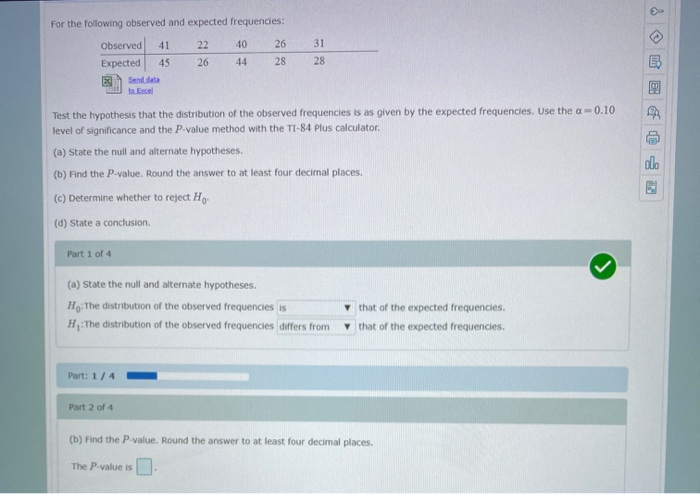 Solved For the following observed and expected frequencies: | Chegg.com