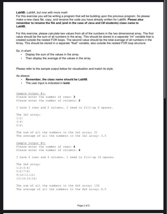 Solved Lab9B: Lab9A, but now with more math For this | Chegg.com