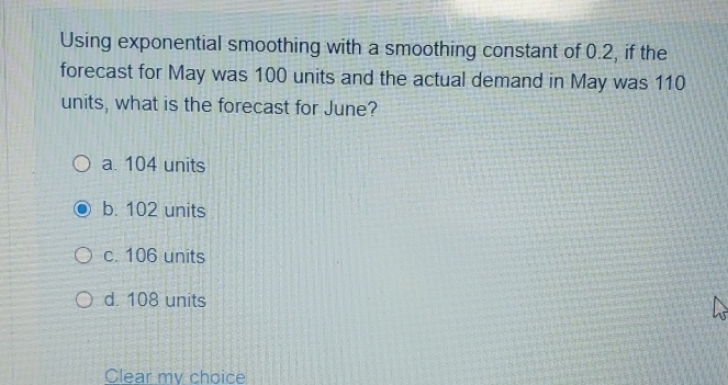 Solved Using exponential smoothing with a smoothing constant | Chegg.com