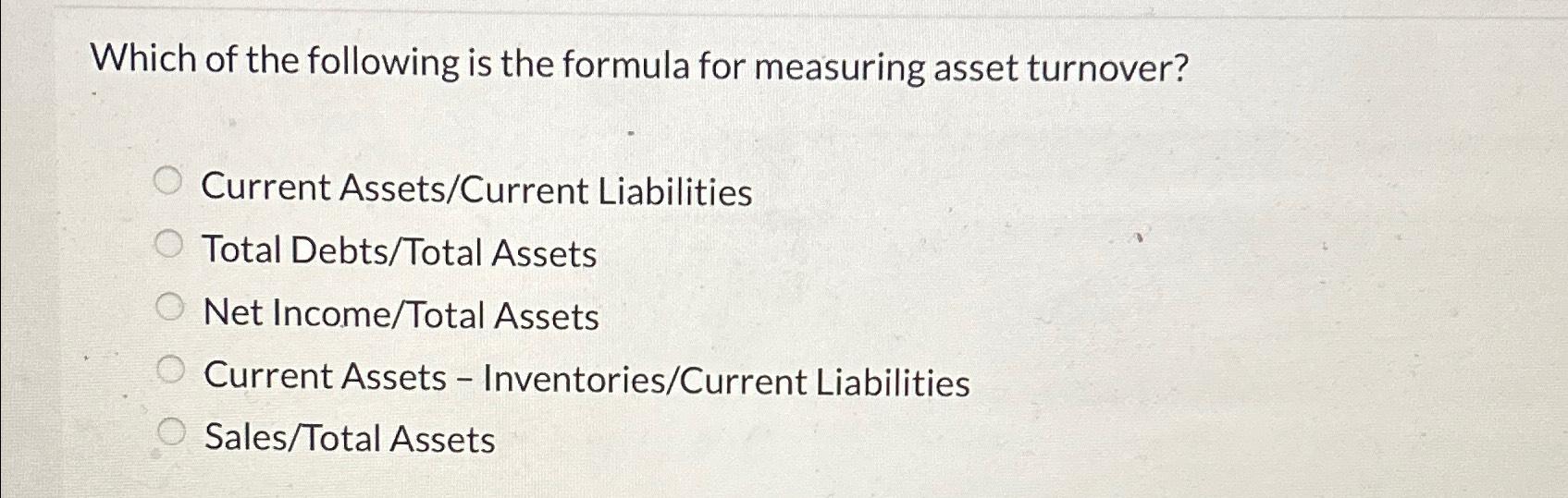 Solved Which of the following is the formula for measuring | Chegg.com