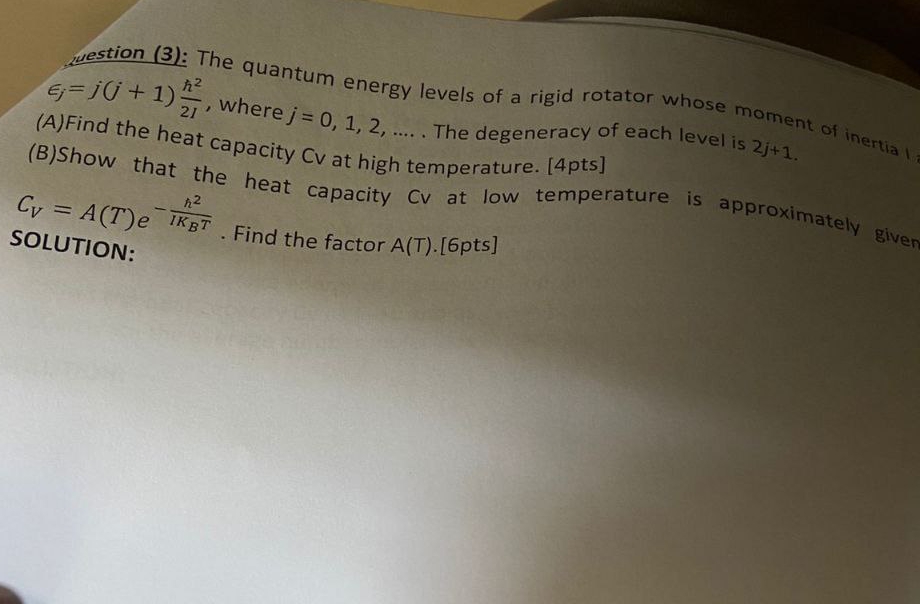 Solved (3): The quantum energy levels of a rigid rotator | Chegg.com