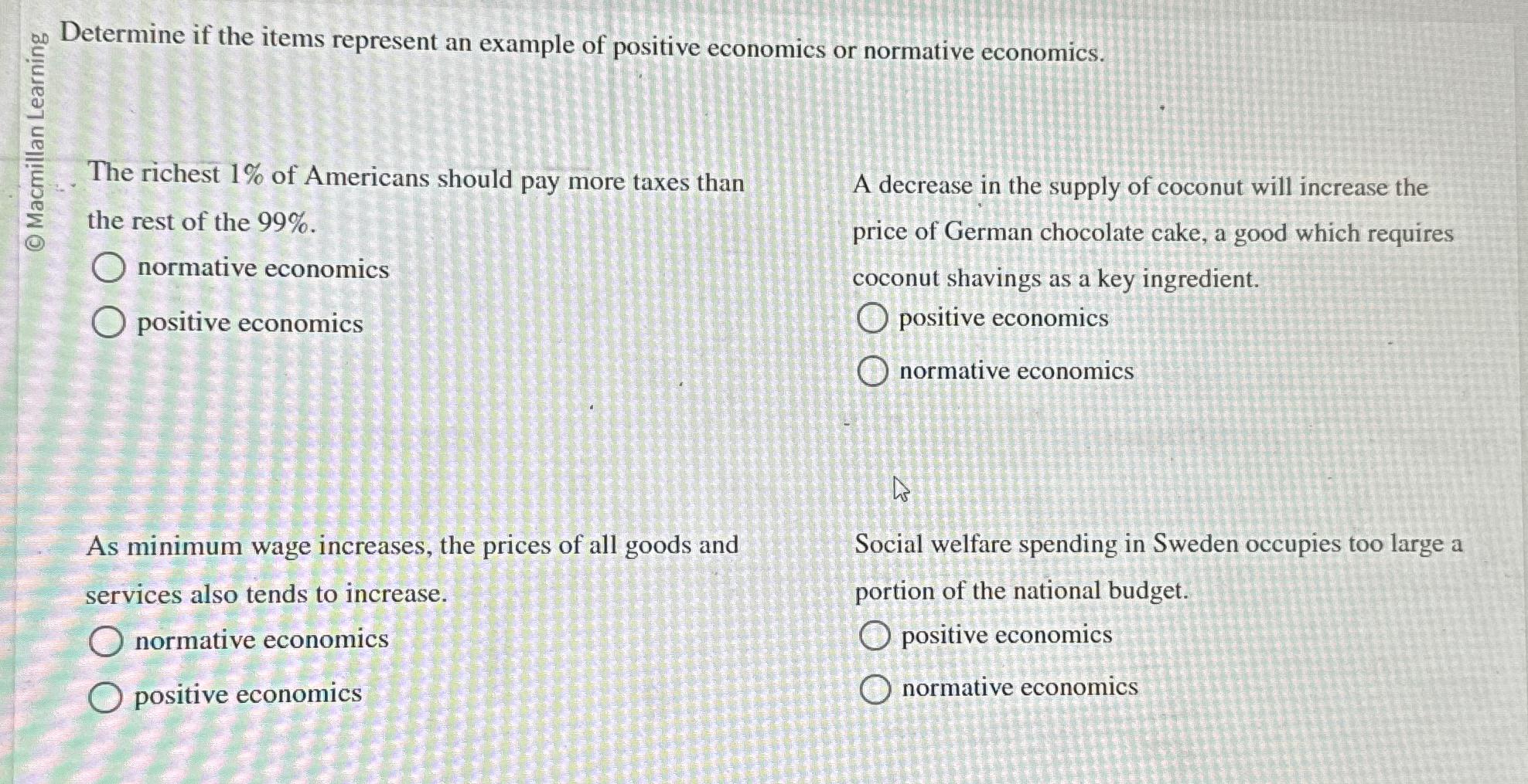 Solved Determine if the items represent an example of | Chegg.com