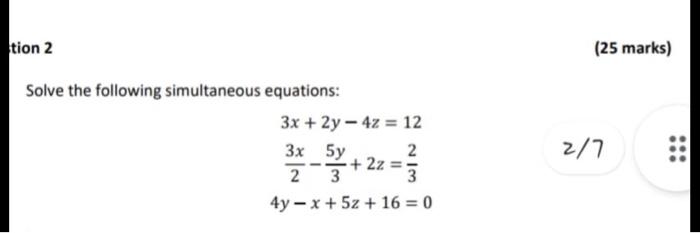 Solved Solve the following simultaneous equations: | Chegg.com