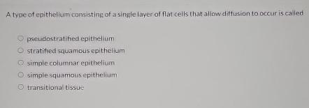 Solved A type of epithelium consisting of a single layer of | Chegg.com