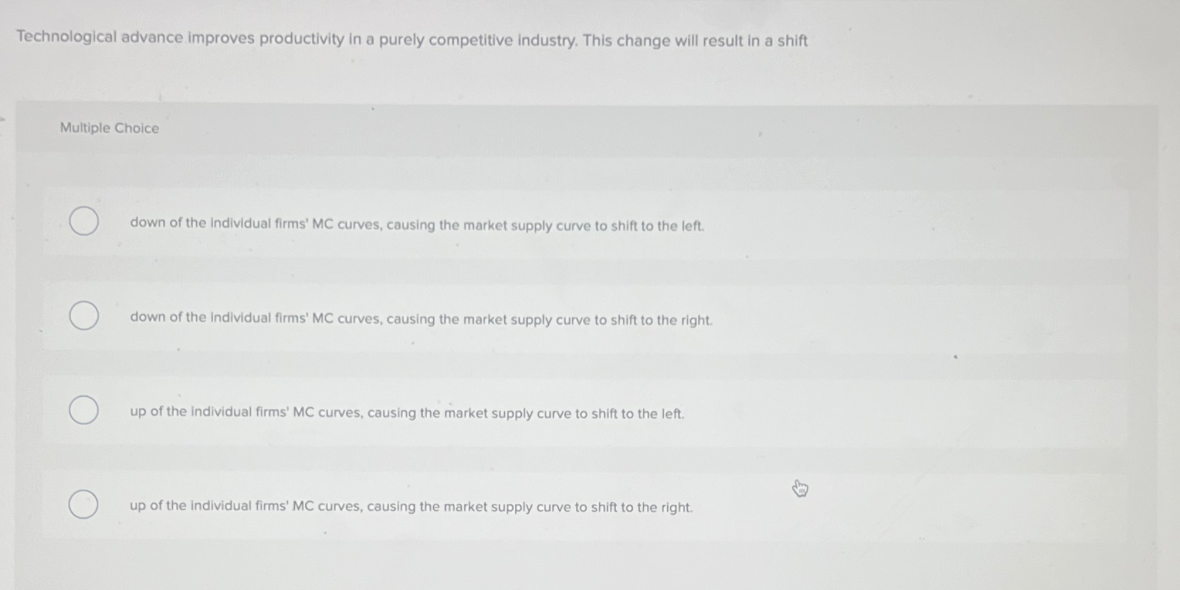 Solved Technological advance improves productivity in a | Chegg.com