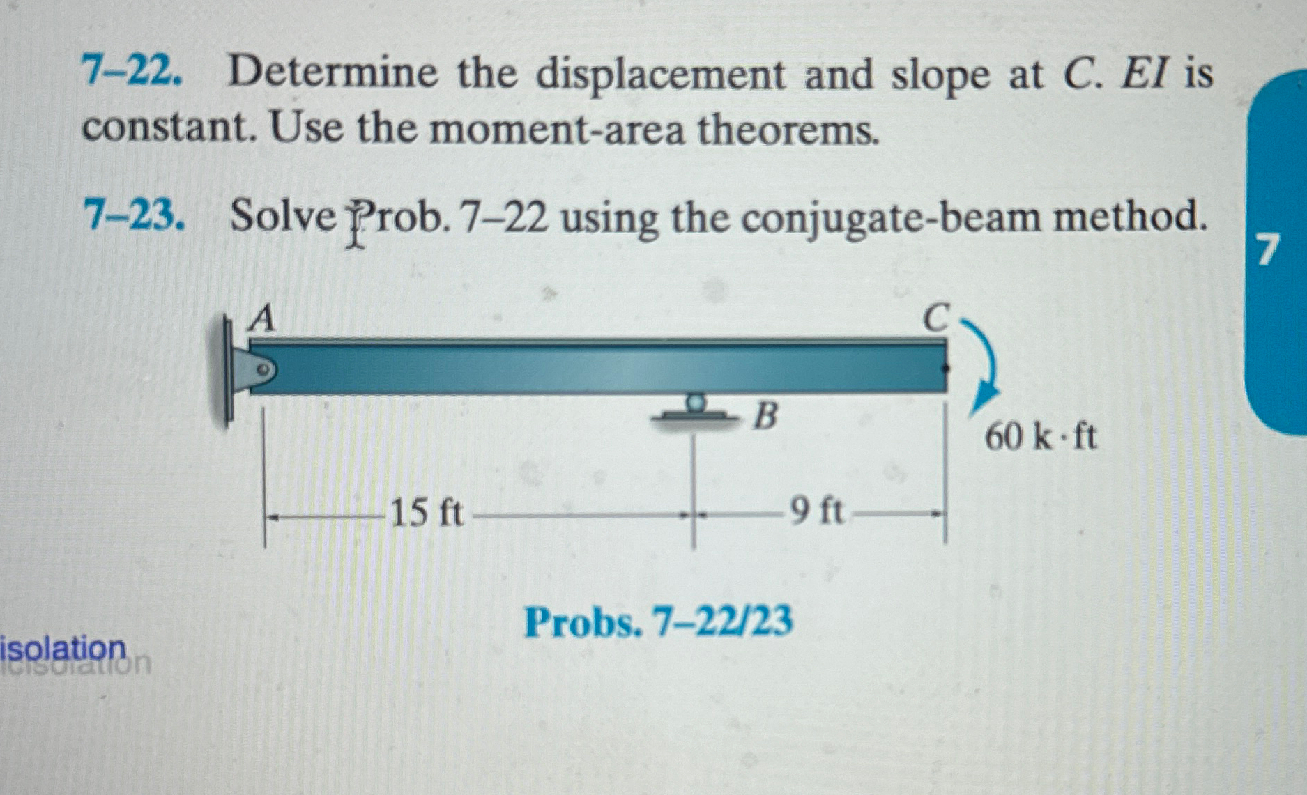 7-22. ﻿Determine the displacement and slope at C.EI | Chegg.com