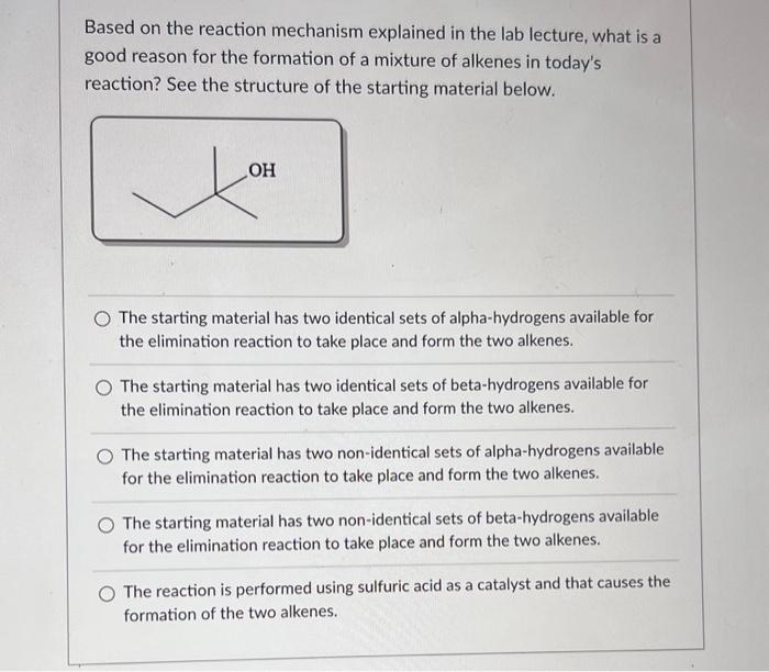 Solved Based on the reaction mechanism explained in the lab | Chegg.com