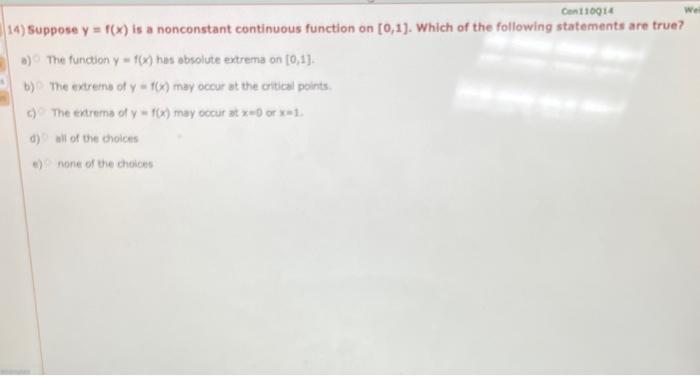 Solved Cont10014 14) Suppose y=f(x) is a nonconstant | Chegg.com
