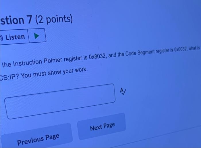 Solved stion 7 (2 points) Listen the Instruction Pointer | Chegg.com