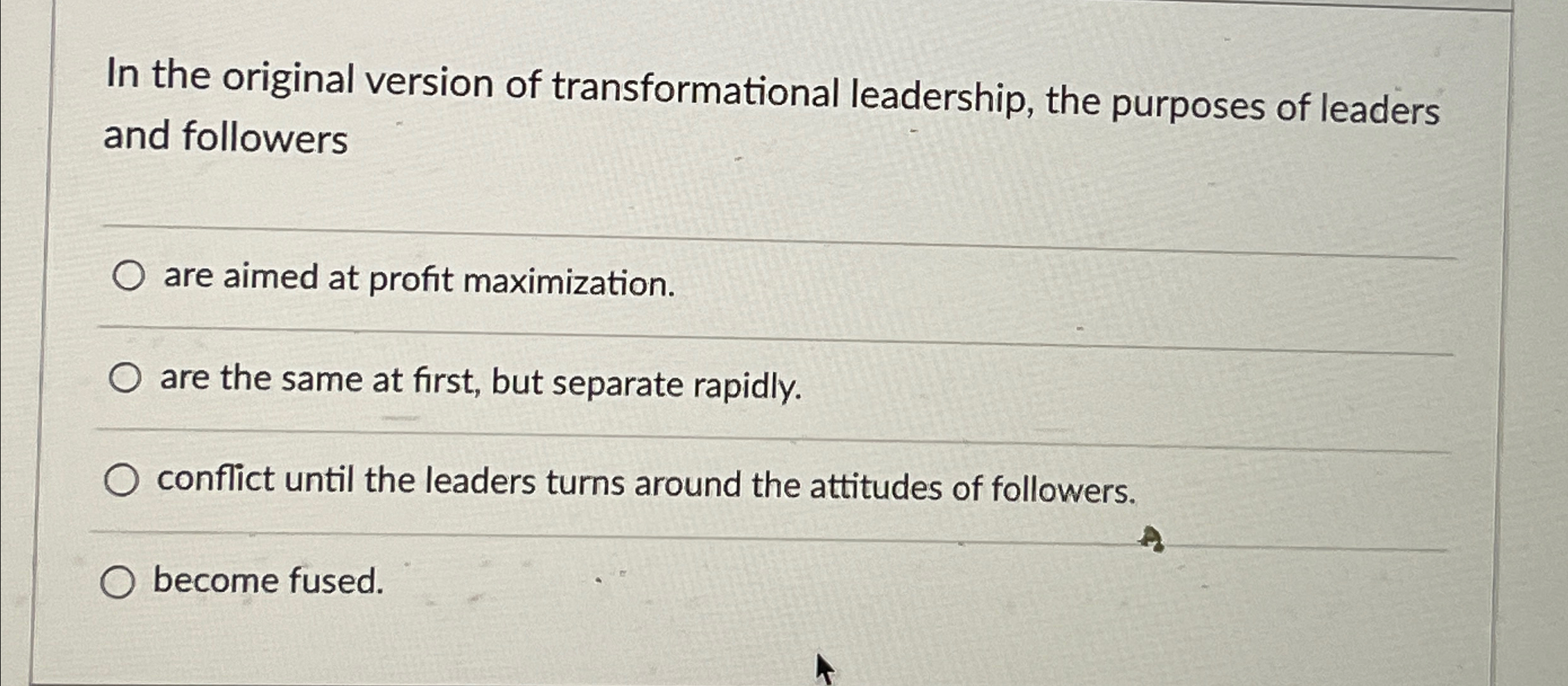 Solved In the original version of transformational | Chegg.com