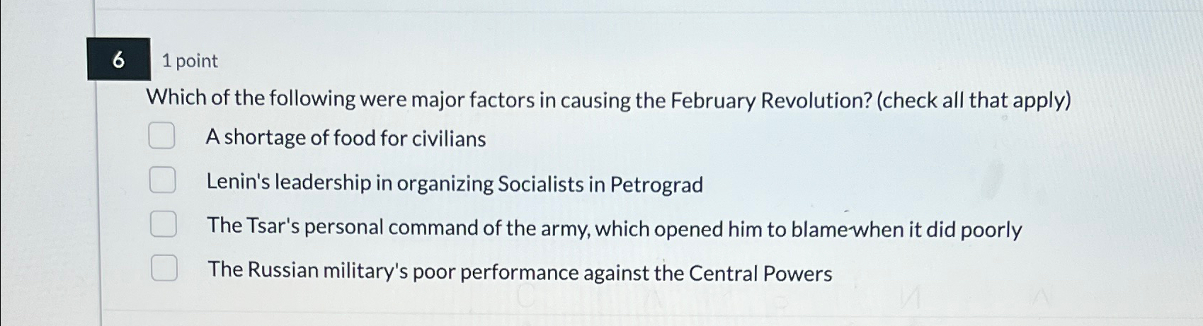 Solved 61 ﻿pointWhich of the following were major factors in | Chegg.com