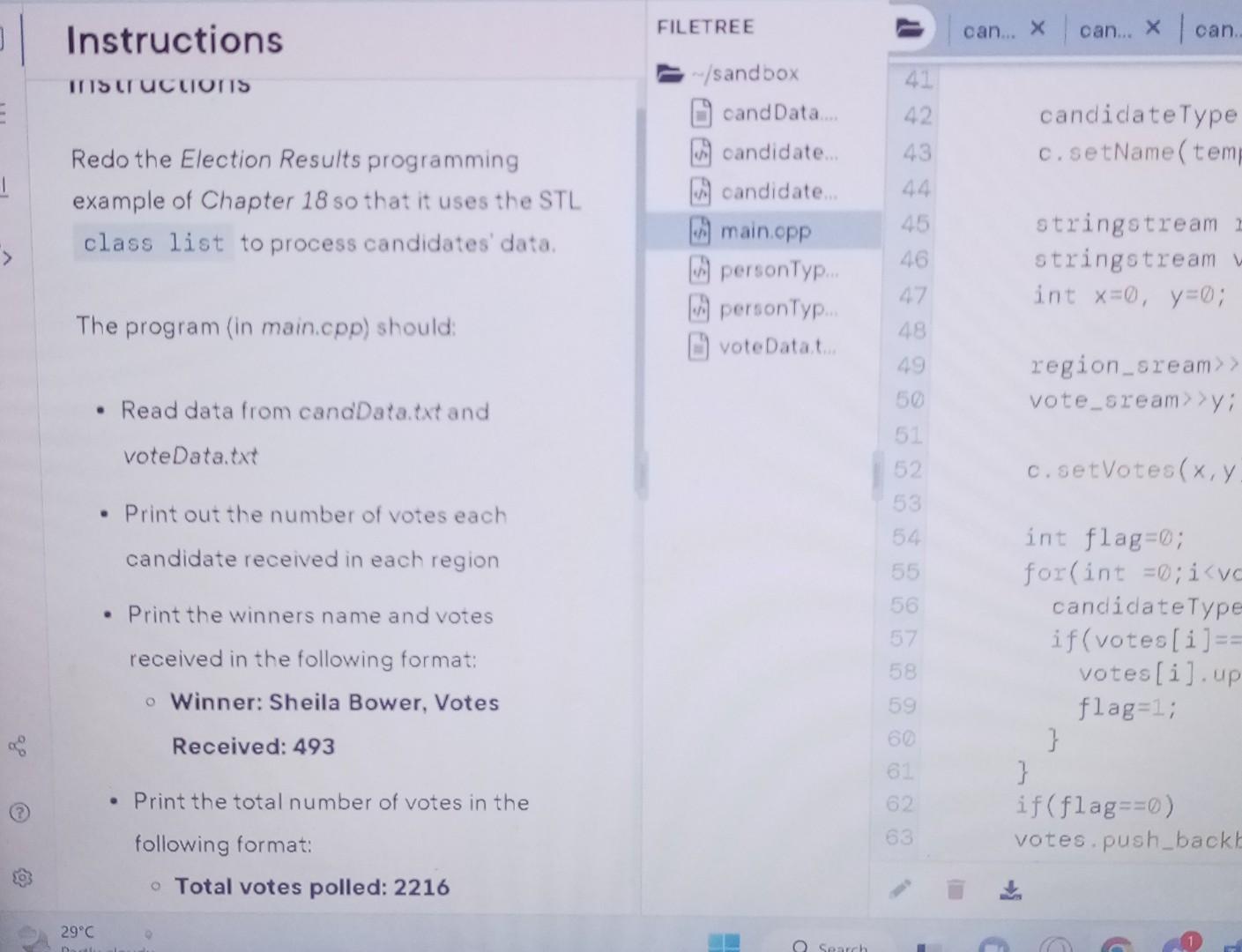 Solved Instructions IIISTUCHUIS E / sandbox Redo the | Chegg.com
