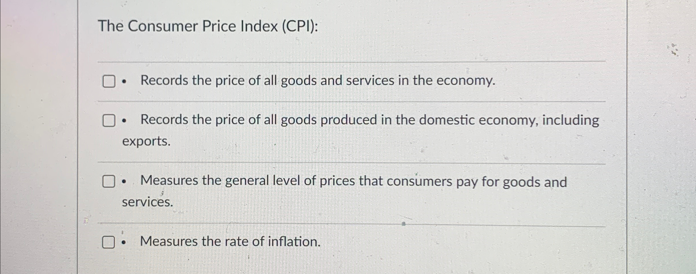 Solved The Consumer Price Index (CPI):q,Records the price of | Chegg.com
