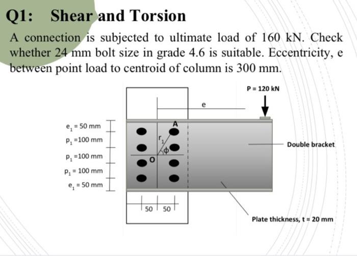 Solved Q1: Shear and Torsion A connection is subjected to | Chegg.com