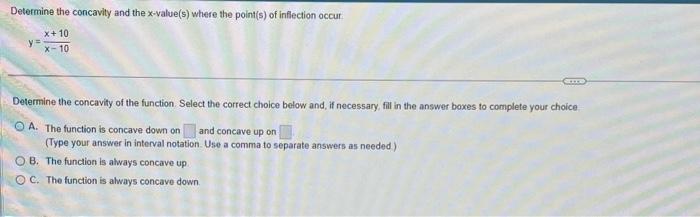 Solved Determine the concavity and the x-value(s) where the | Chegg.com