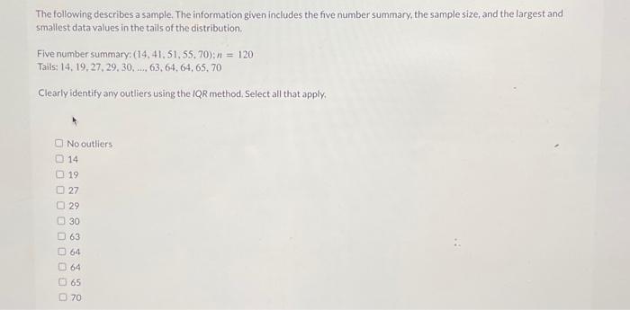 Solved The following describes a sample. The information | Chegg.com