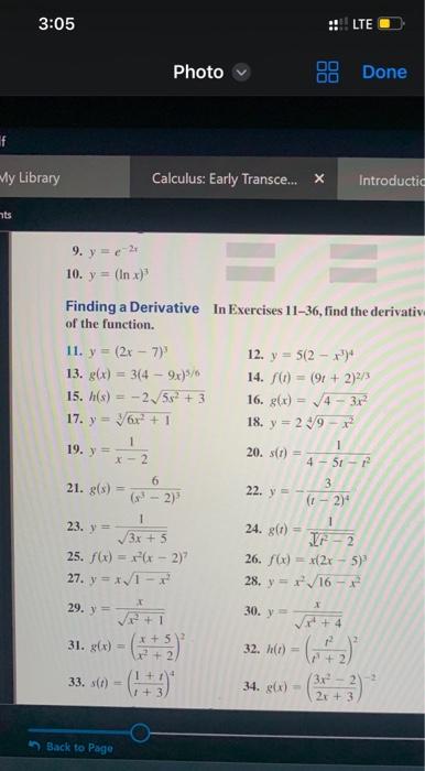 Solved 9. y=e−2x 10. y=(lnx)3 Finding a Derivative In | Chegg.com