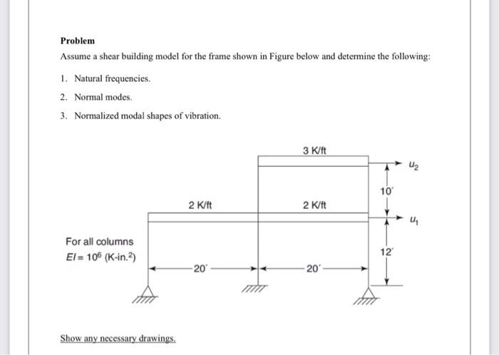 Solved Problem Assume a shear building model for the frame | Chegg.com