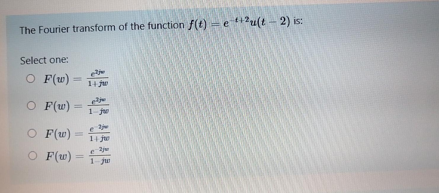 Solved The Fourier transform of the function f(t)e-t12u(t - | Chegg.com
