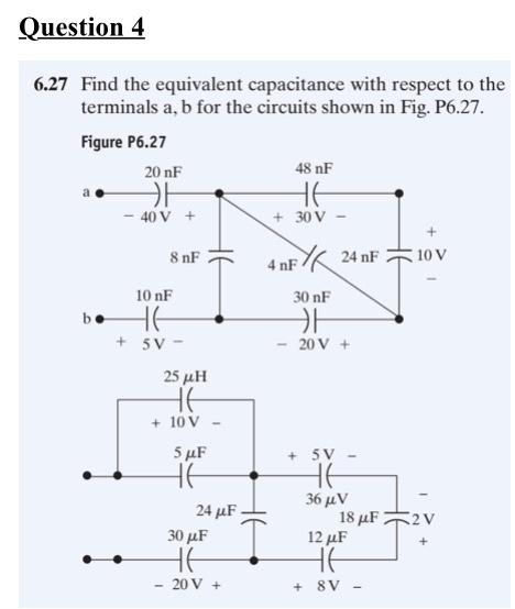 Solved 6.27 Find the equivalent capacitance with respect to | Chegg.com