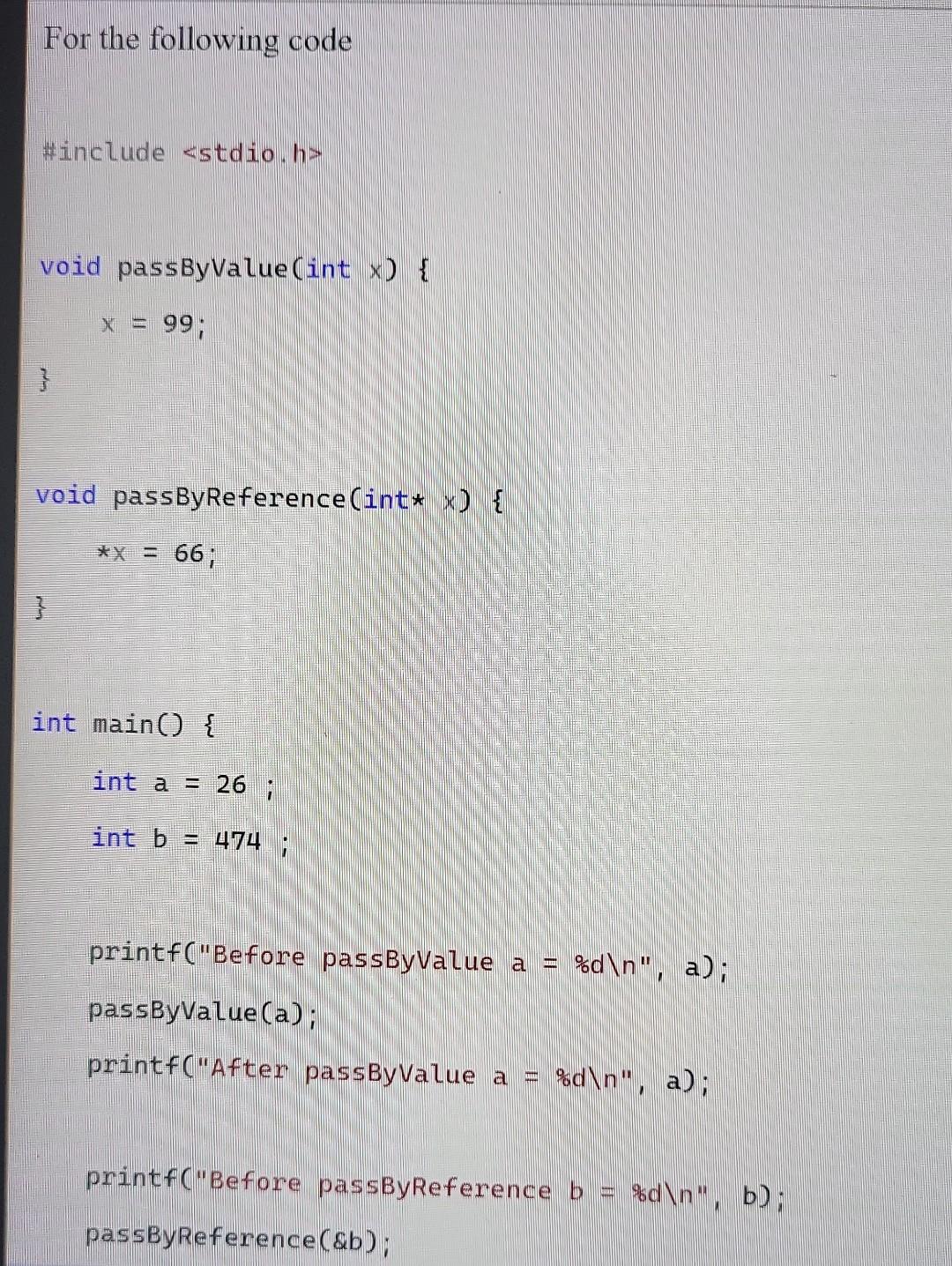 Solved For the following code \#include stdio,h void | Chegg.com