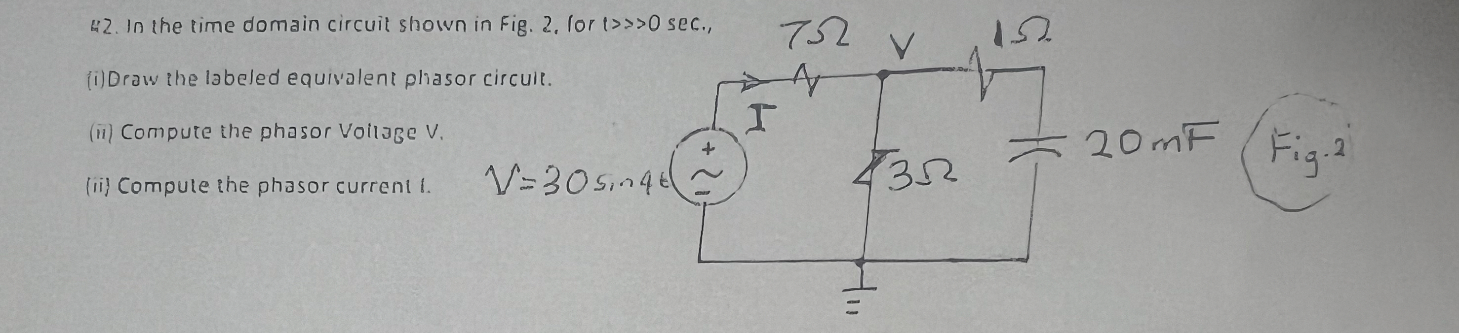 In the time domain circuit shown in Fig. 2. ﻿for t≫>0 | Chegg.com