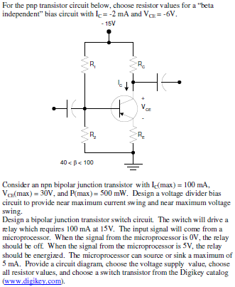 Solved For the pnp transistor circuit below, choose resistor | Chegg.com