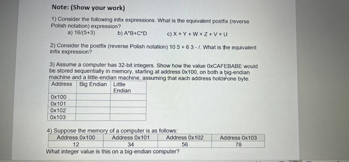 Solved 1) Consider the following infix expressions. What is | Chegg.com