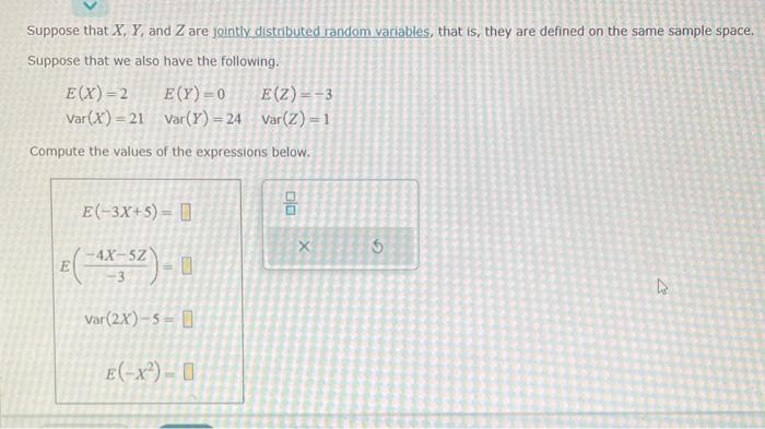 Solved Suppose that X, Y, and Z are jointly distributed | Chegg.com