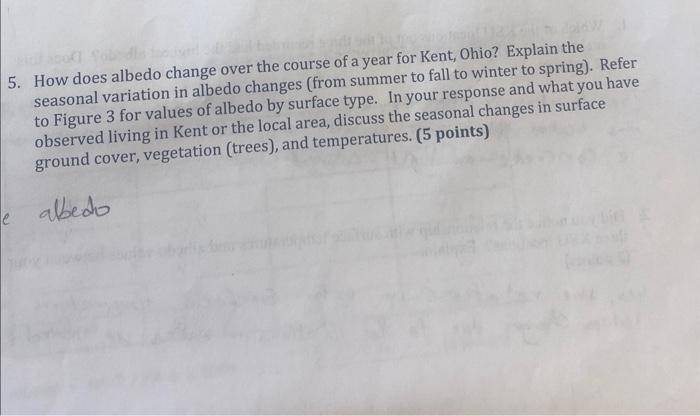 Solved 5. How does albedo change over the course of a year | Chegg.com