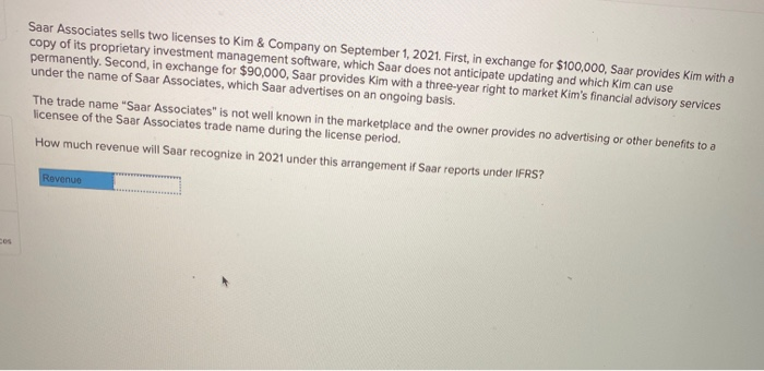 Solved Saar Associates sells two licenses to Kim & Company | Chegg.com