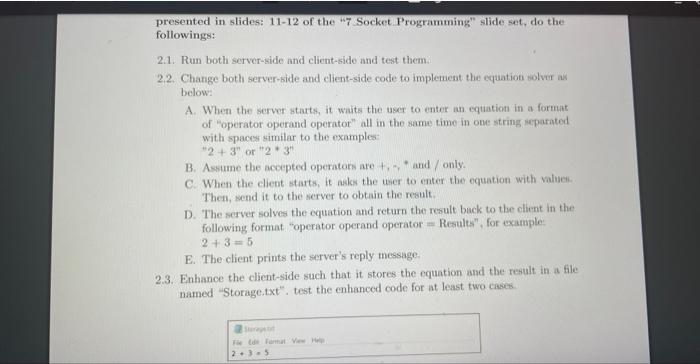 Solved presented in slides: 11-12 of the "7 Socket. | Chegg.com
