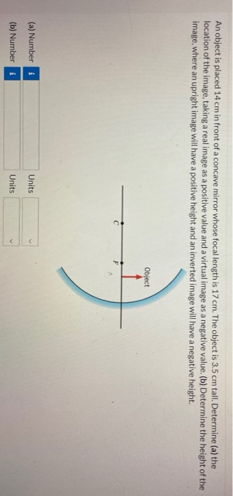 Solved An object is placed 14 cm in front of a concave | Chegg.com