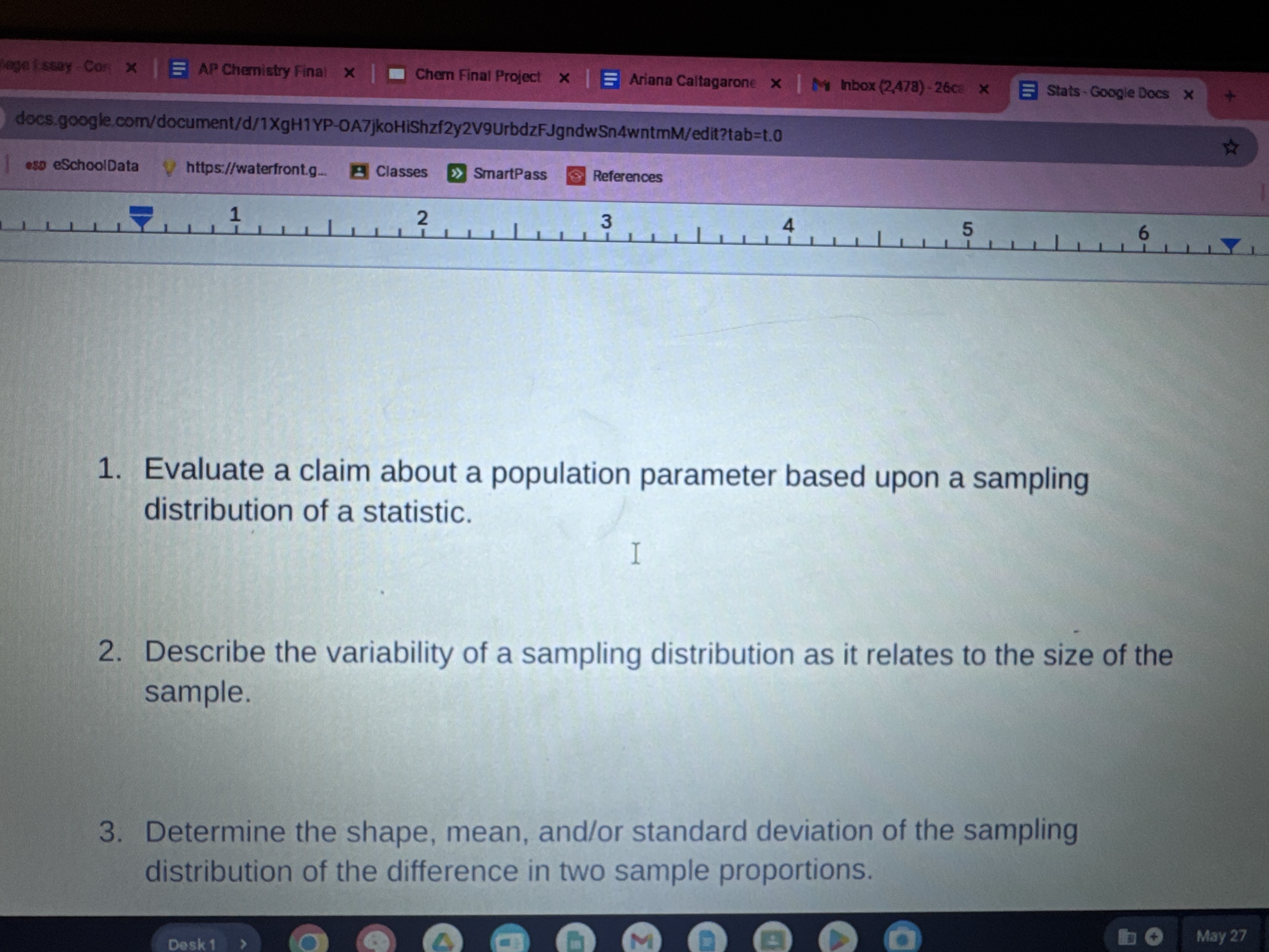 Solved 1. ﻿Evaluate a claim about a population parameter | Chegg.com