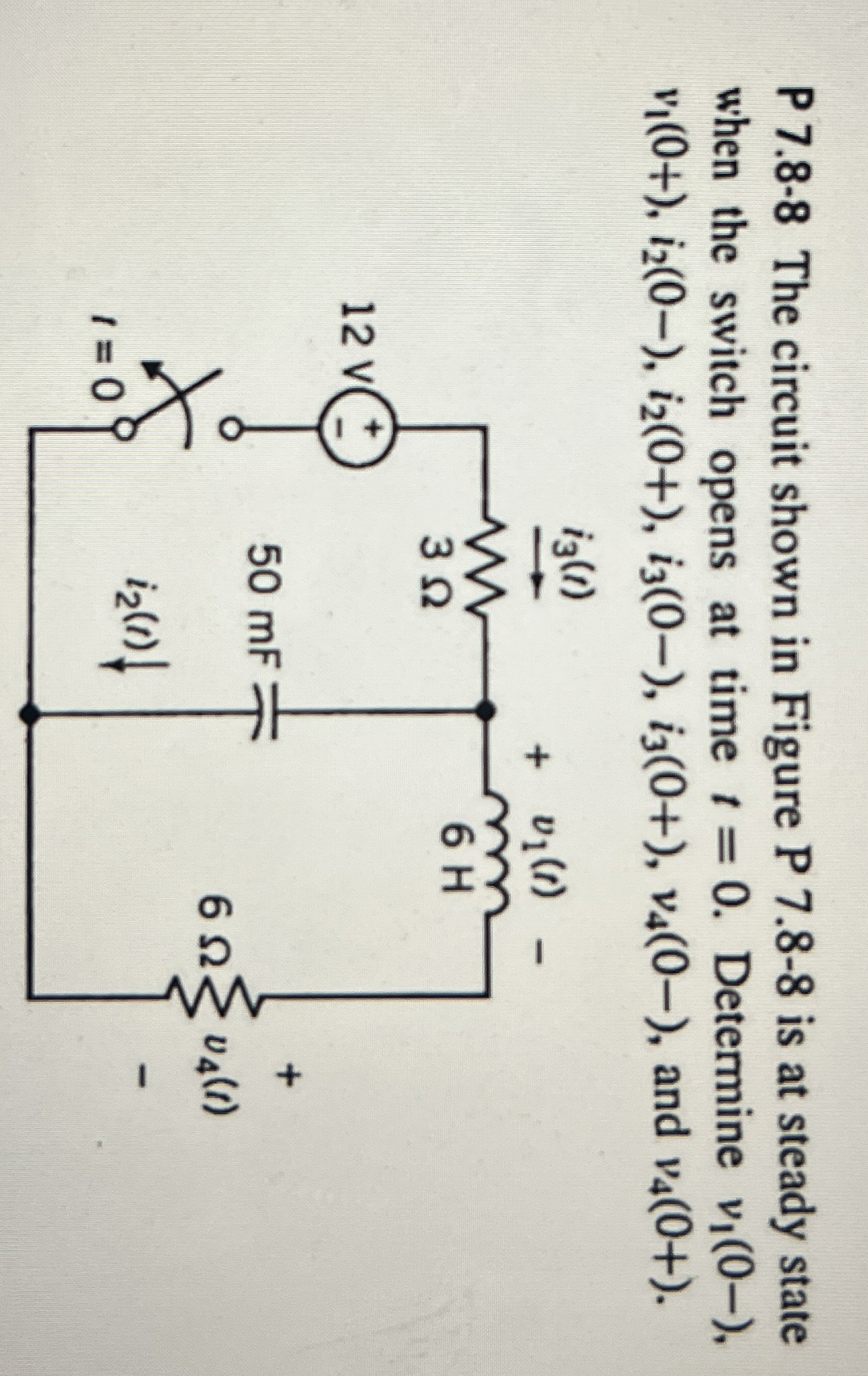 Solved P 7.8-8 ﻿The circuit shown in Figure P 7.8-8 ﻿is at | Chegg.com
