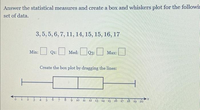 Solved Answer the statistical measures and create a box and | Chegg.com