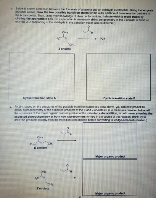 Solved b. Below is shown a reaction between the Z enolate of | Chegg.com