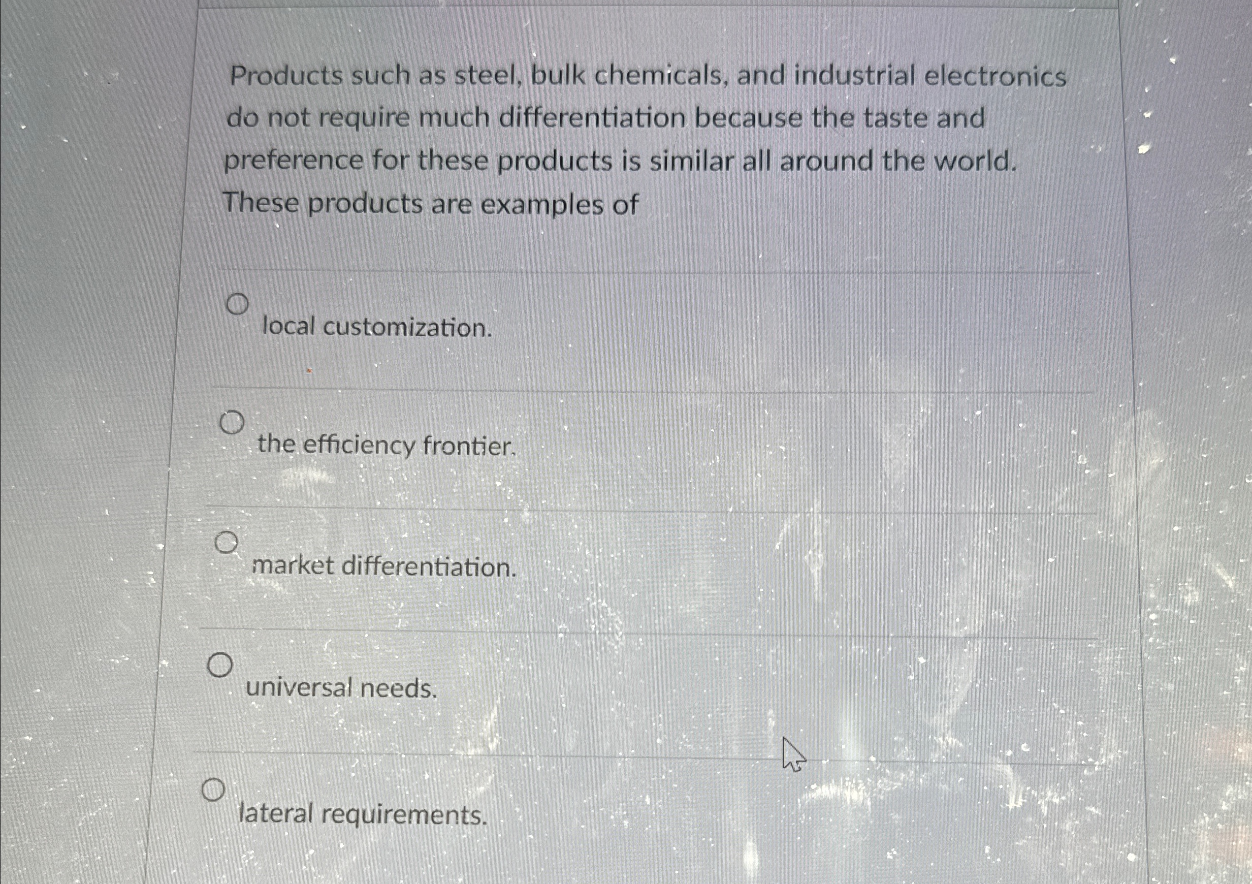 Solved Products such as steel, bulk chemicals, and | Chegg.com