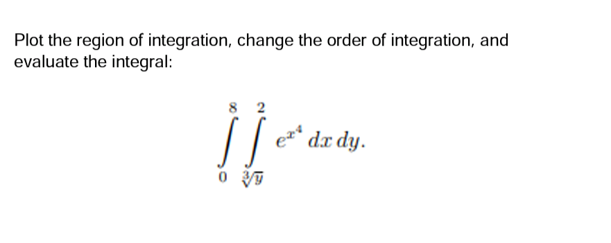 Solved Plot the region of integration, change the order of | Chegg.com
