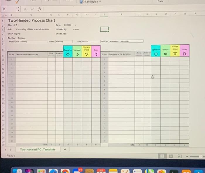 Solved Construct a Two handed process chart for assembling 3 | Chegg.com