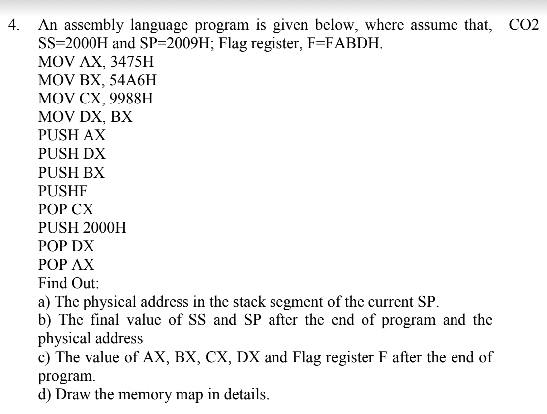An assembly language program is given below, where | Chegg.com