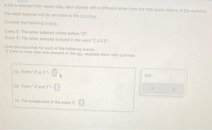 Solved A tile is selected from seven tiles, each labeled | Chegg.com